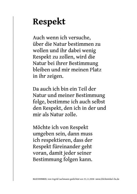 Respekt · Blickwinkel · Ingrid Lachmann